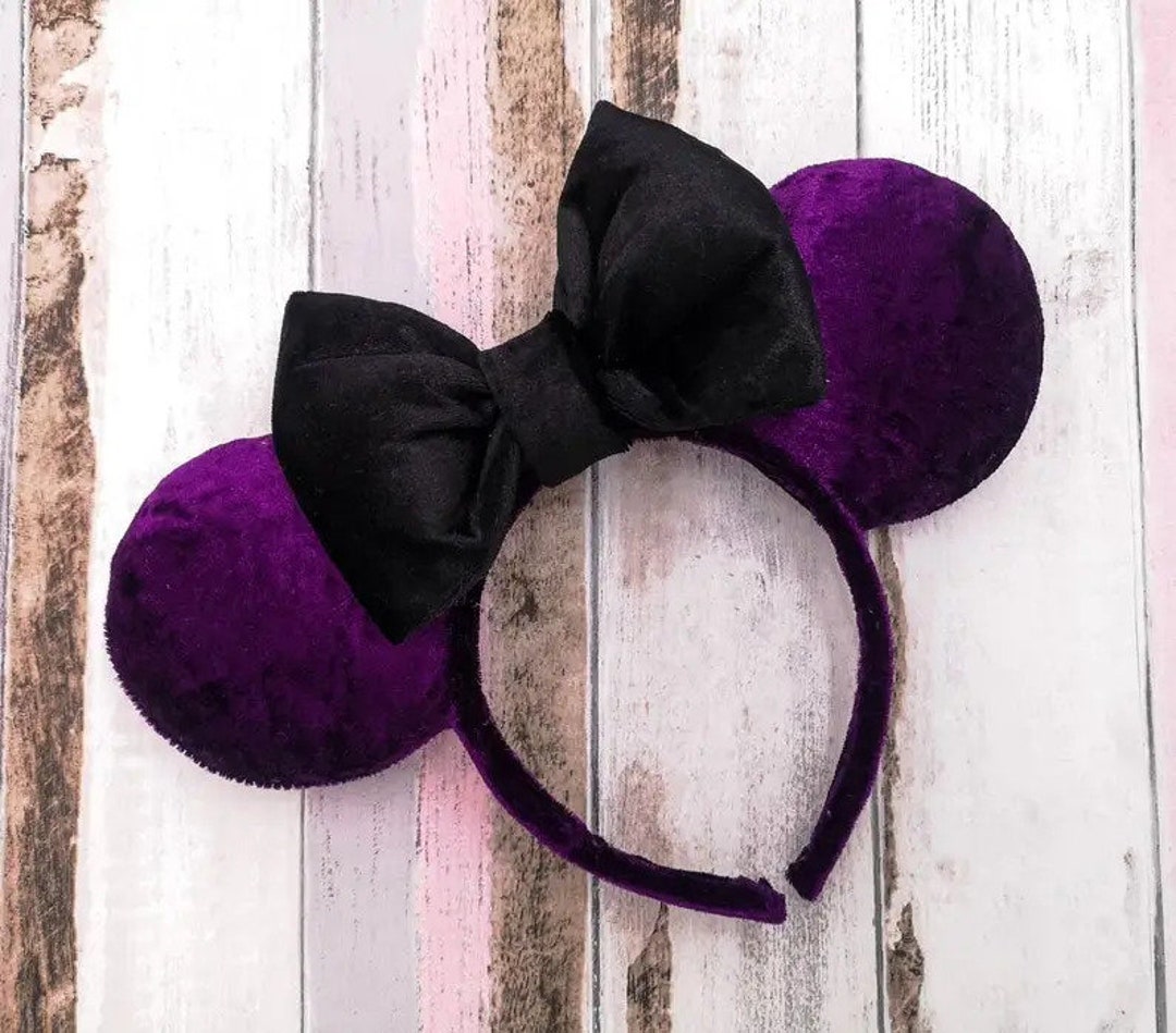 Disney Minnie Mouse Ears Inspired Headband - Luxury Purple Velvet Black ...