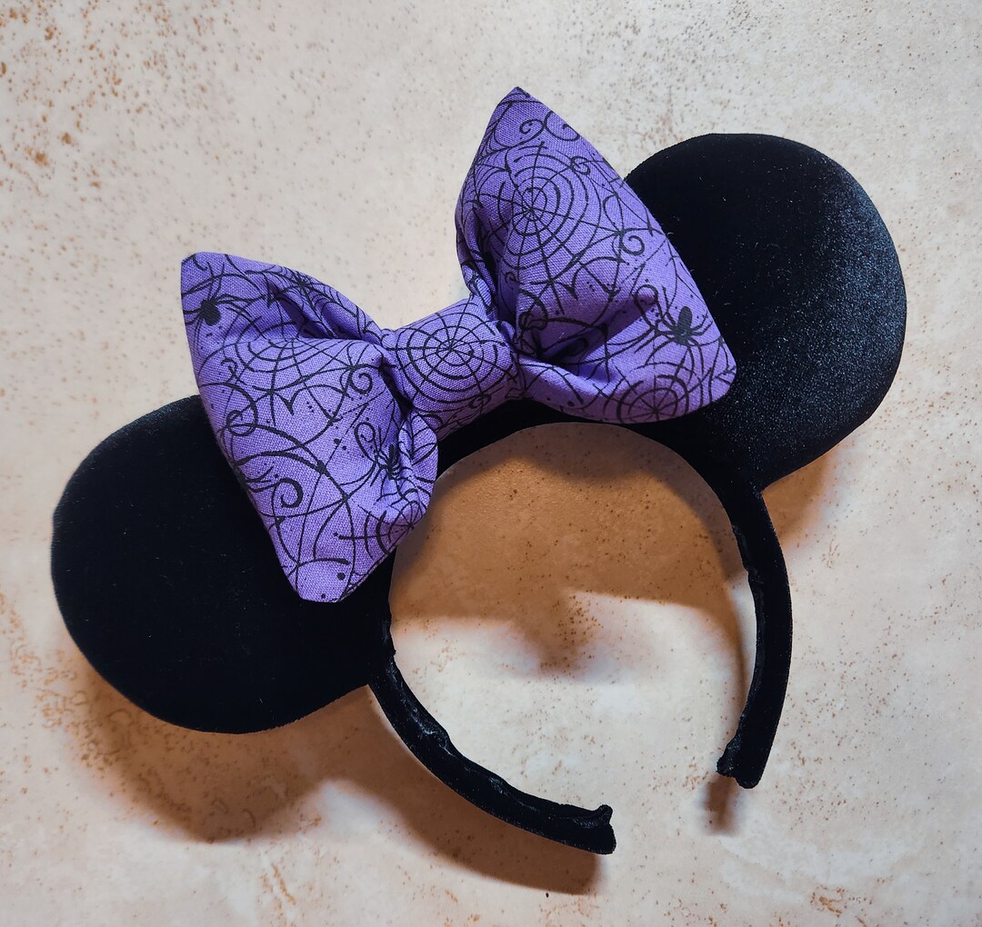 Disney Minnie Mouse Ears Inspired Headband - Luxury Black Velvet Spider ...