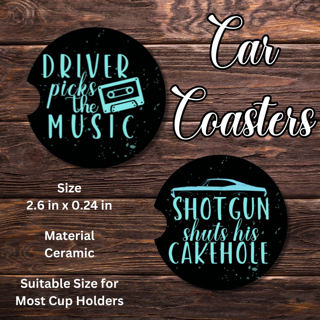 Driver Picks the Music Car Coasters, Car Coasters Set, Coasters, Car ...