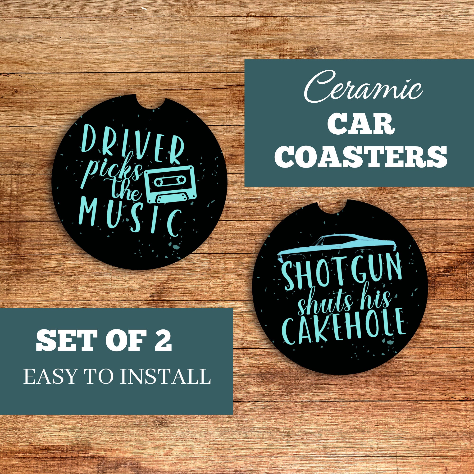 Driver Picks the Music Car Coasters, Car Coasters Set, Coasters, Car ...