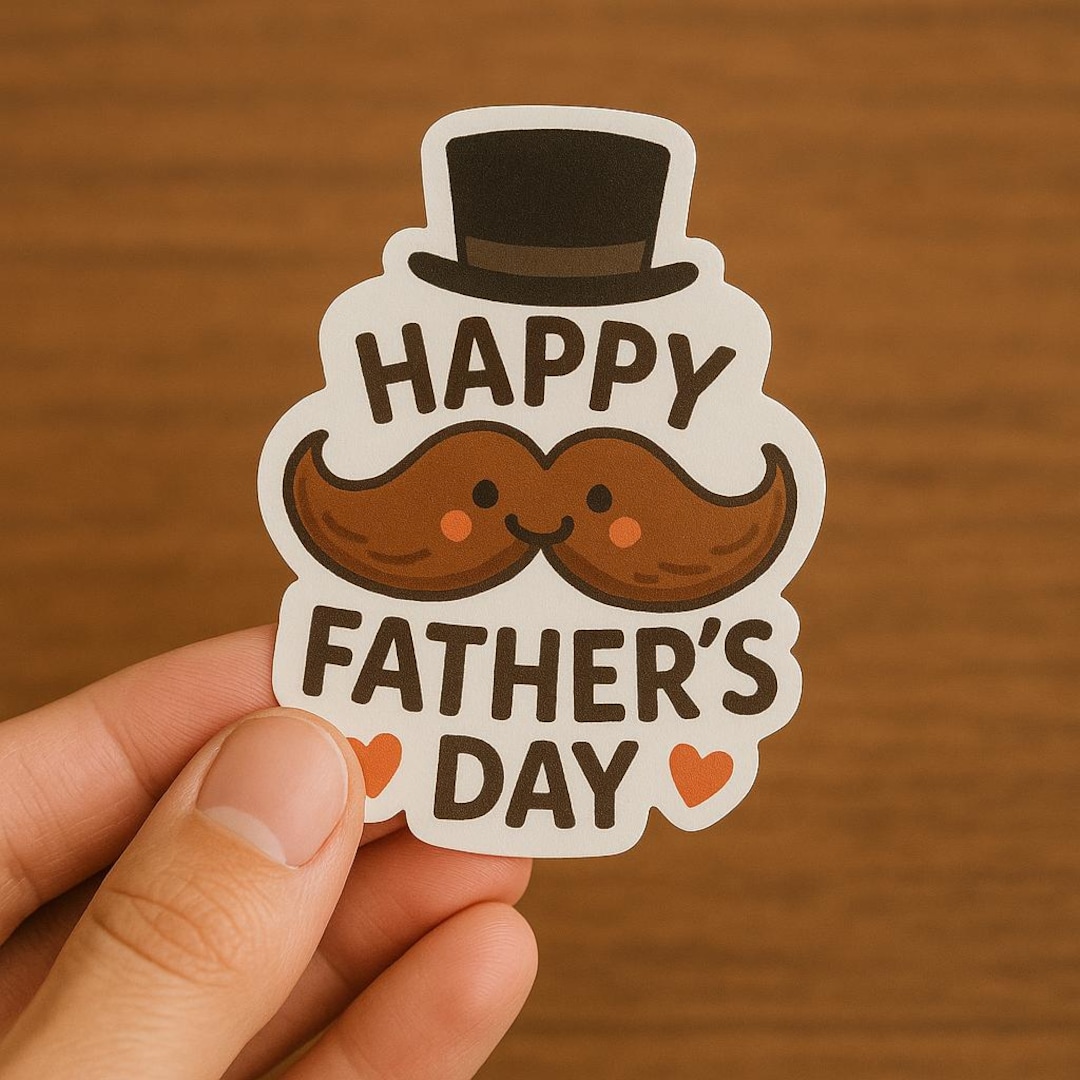 Happy Father Day Funny Mustache Sticker - Etsy