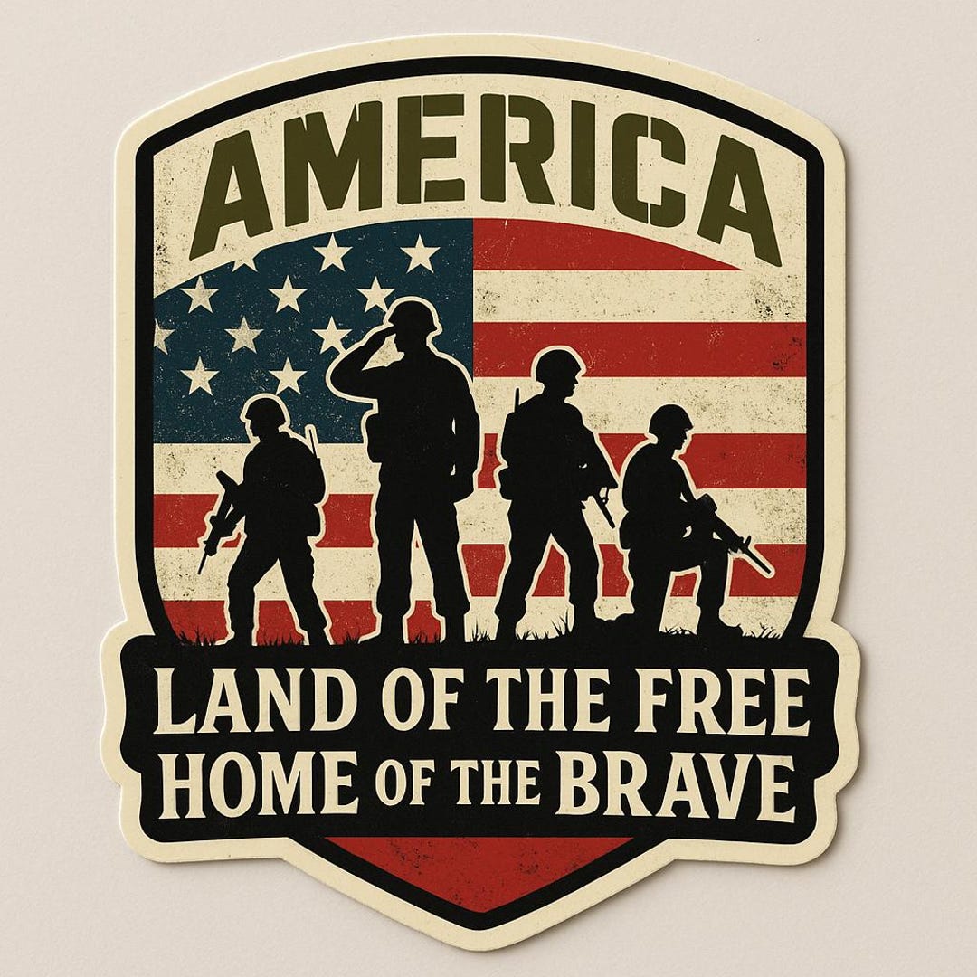 Patriotic Military Sticker – “land of the Free, Home of the Brave” USA ...