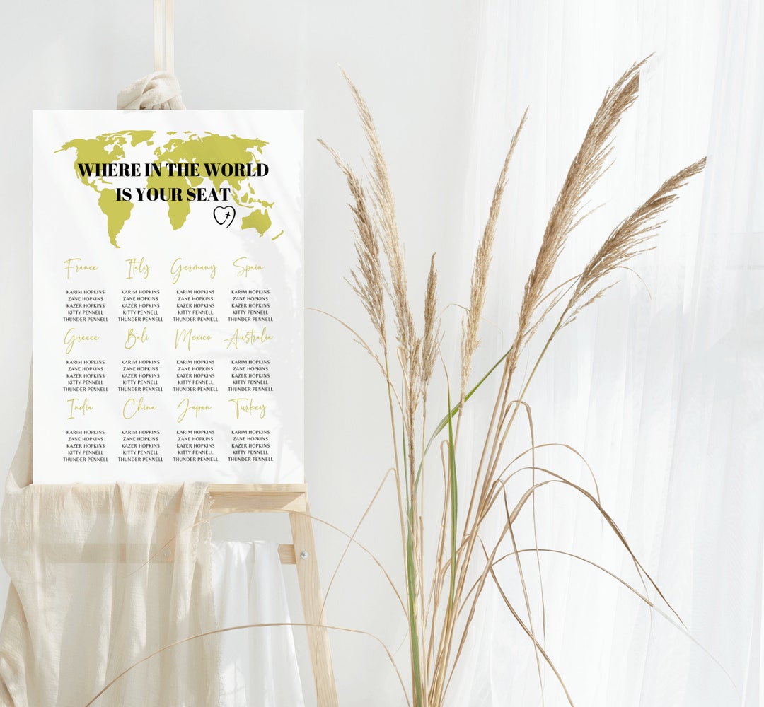 Table Plan Template Travel Themed Wedding Destination Themed Table Plan ...
