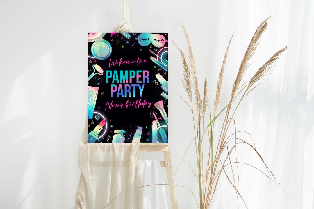 Entry Board Welcome Sign for Pamper Party A1 Welcome Poster Editable ...
