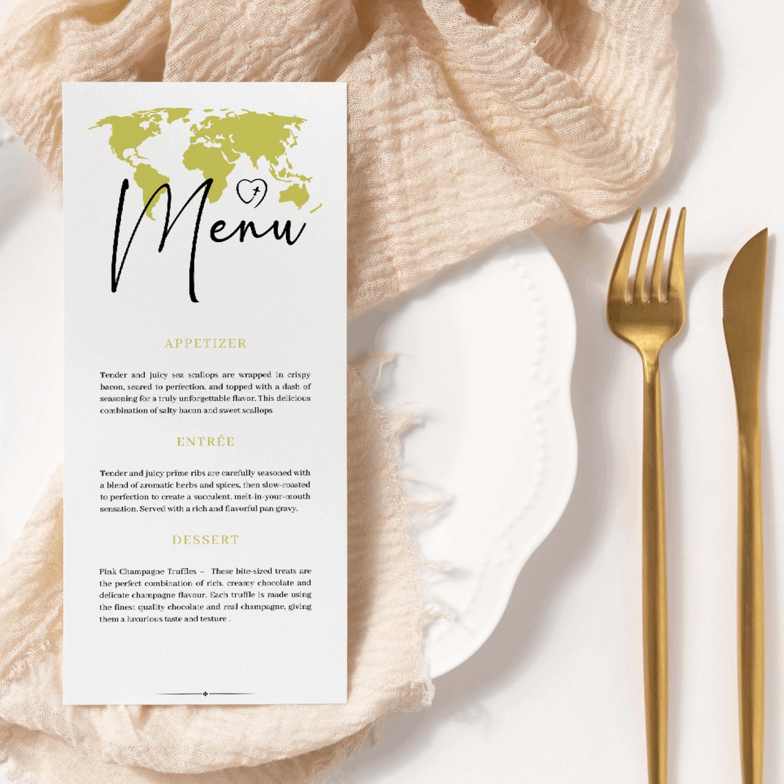 Travel Menu Card Template Wedding Table Menu Bride Breakfast Menu ...
