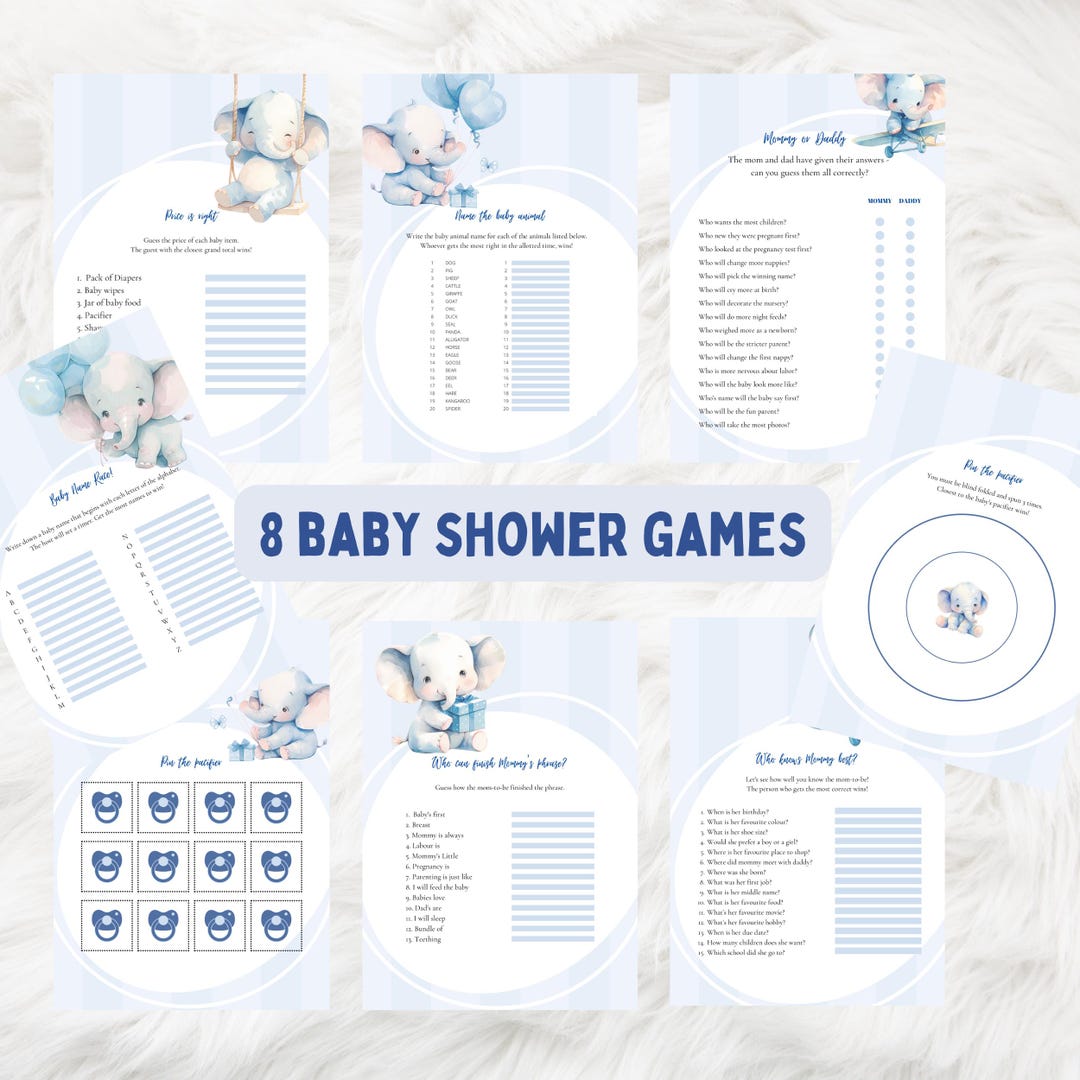 Elephant Baby Shower Trivia Games Bundle (digital Download) - Etsy