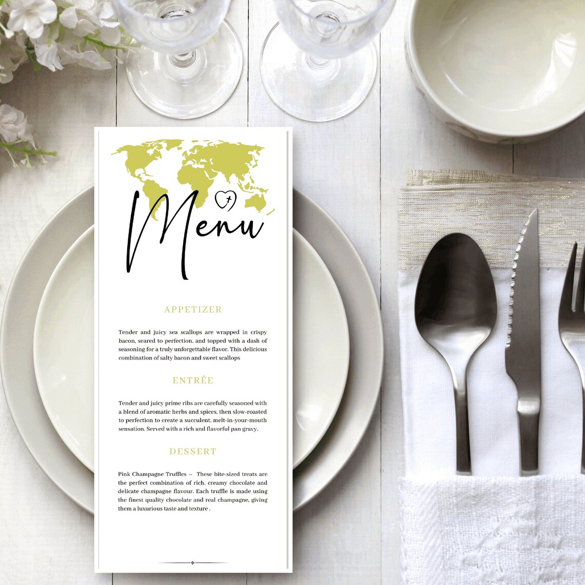 Travel Menu Card Template Wedding Table Menu Bride Breakfast Menu ...