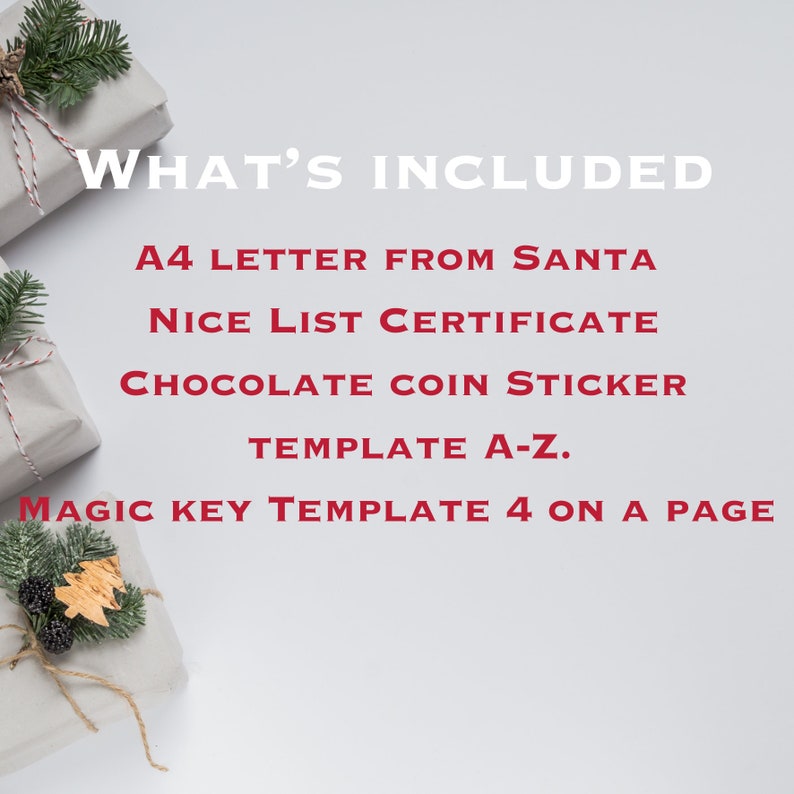Santa Letter Printable Bundle Nice List Certificate Magic Key Chocolate ...