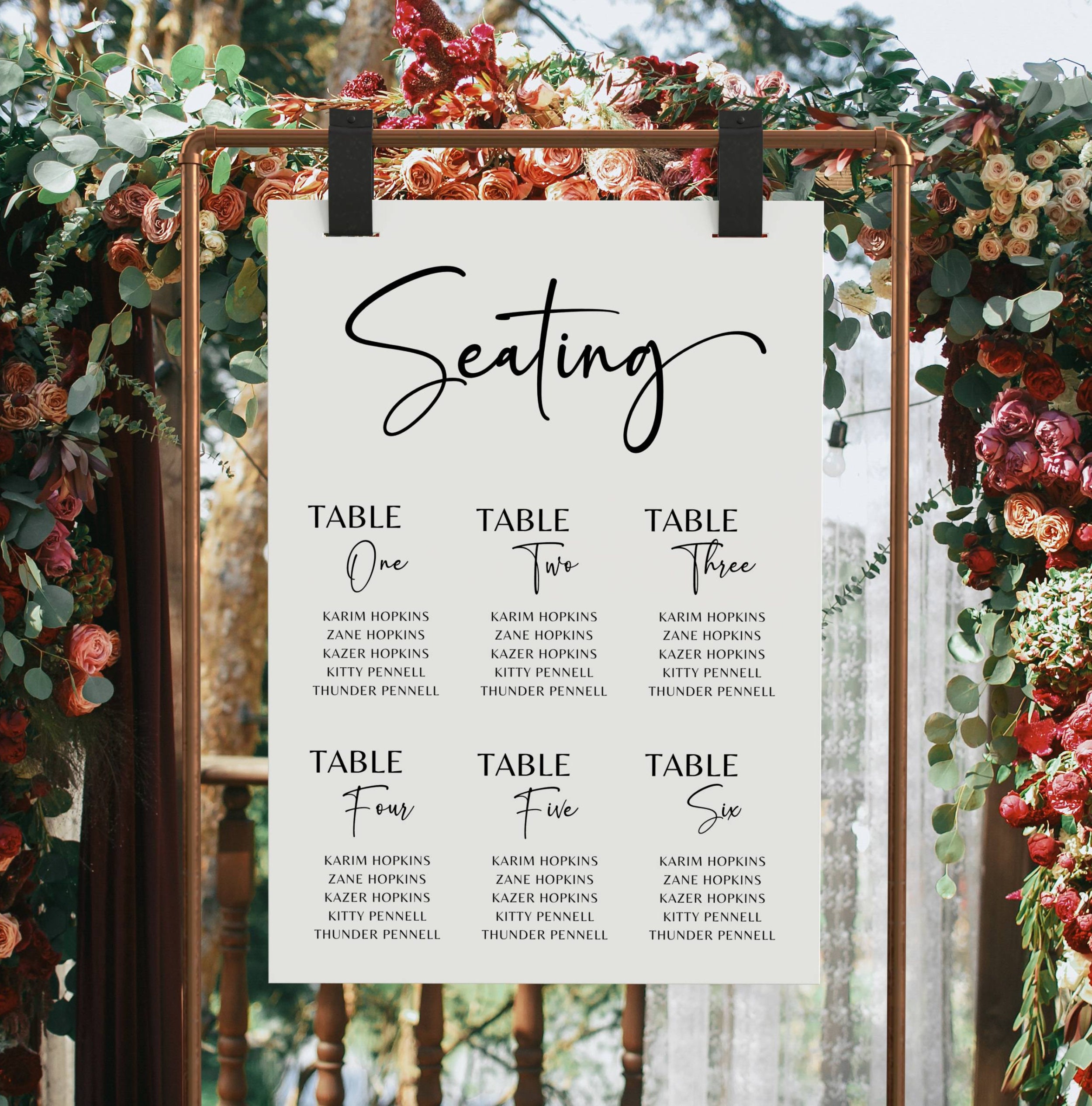 Wedding Seating Chart Modern Seating Plan A1 Template Elegant Wedding ...