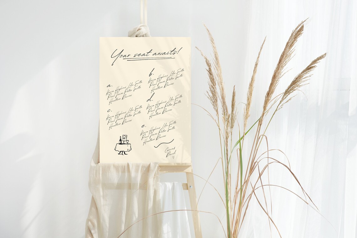 Handwritten Wedding Seating Chart Editable Seating Plan - Etsy