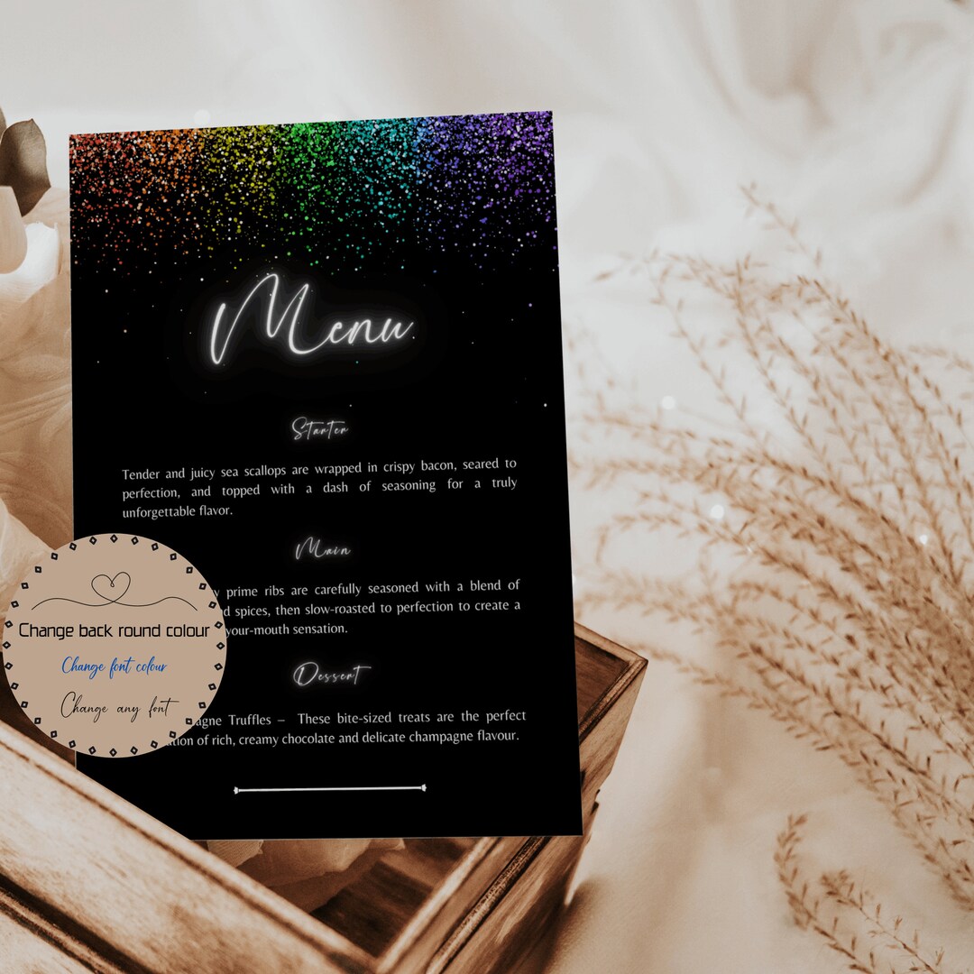 Editable Glitter Bar Menu Template (digital Download) - Etsy