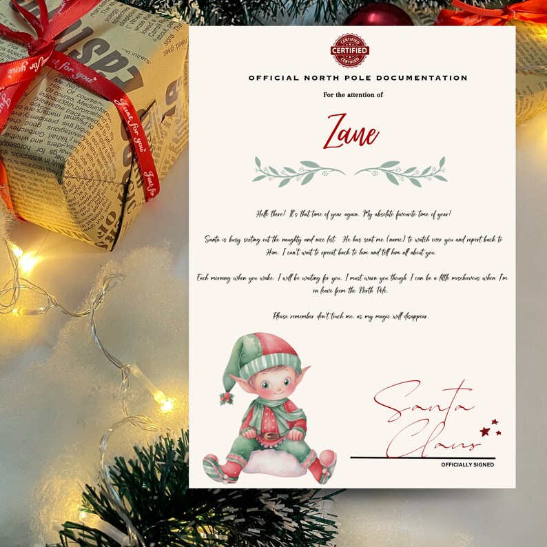 Elf Arrival Letter Editable Digital Download Printable Christmas Letter ...