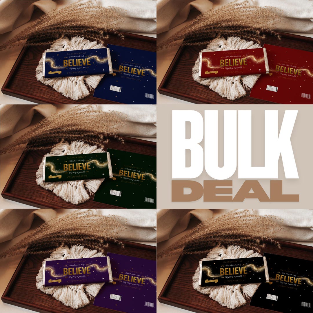 Personalized 'believe' Christmas Chocolate Bar Wrapper (digital ...