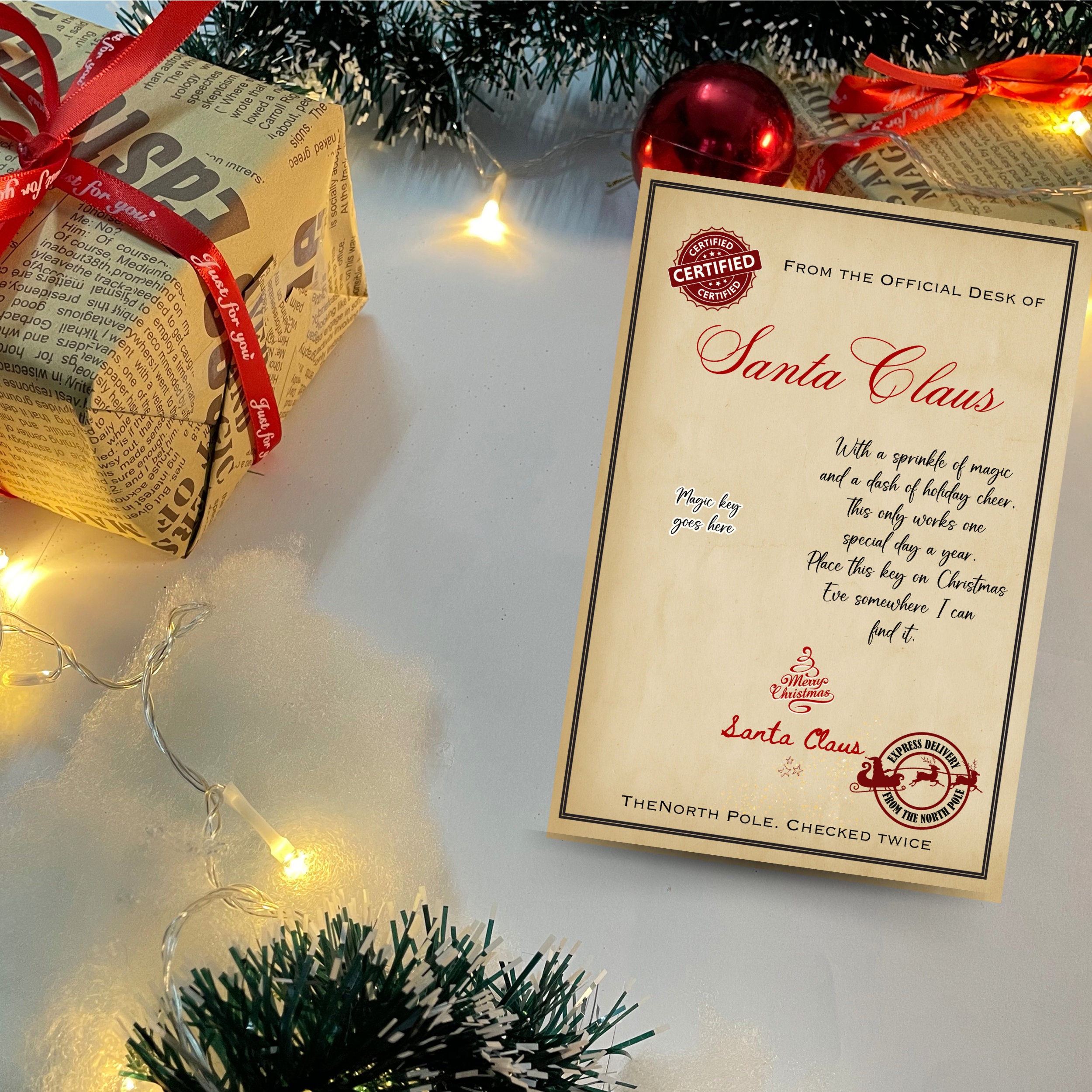 Santa Letter Printable Bundle Nice List Certificate Magic Key Chocolate ...