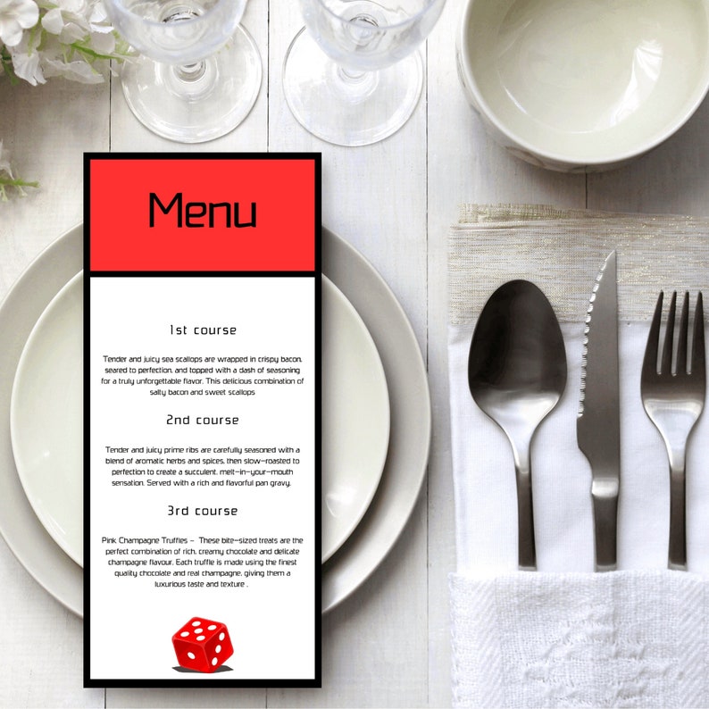 Table Menu Template Printable Card Editable Template Family Games Night ...