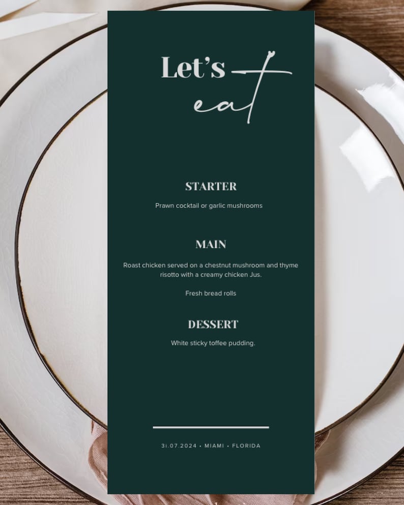 Table Menu Card Template Bar Printable Menu Pub Lunch Editable Food ...