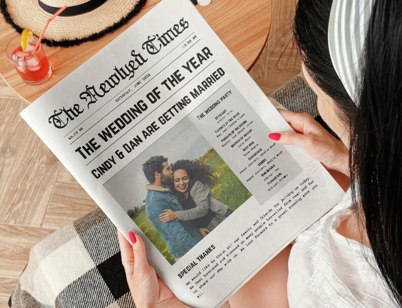 Editable Newspaper Wedding Program Template, Editable Wedding ...
