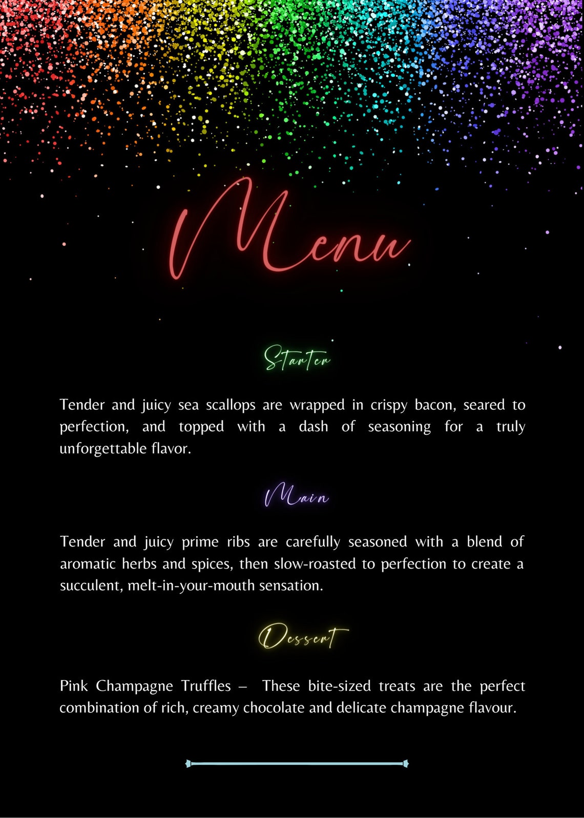 Pride Menu Template Editable Table Menu Printable Digital Download - Etsy