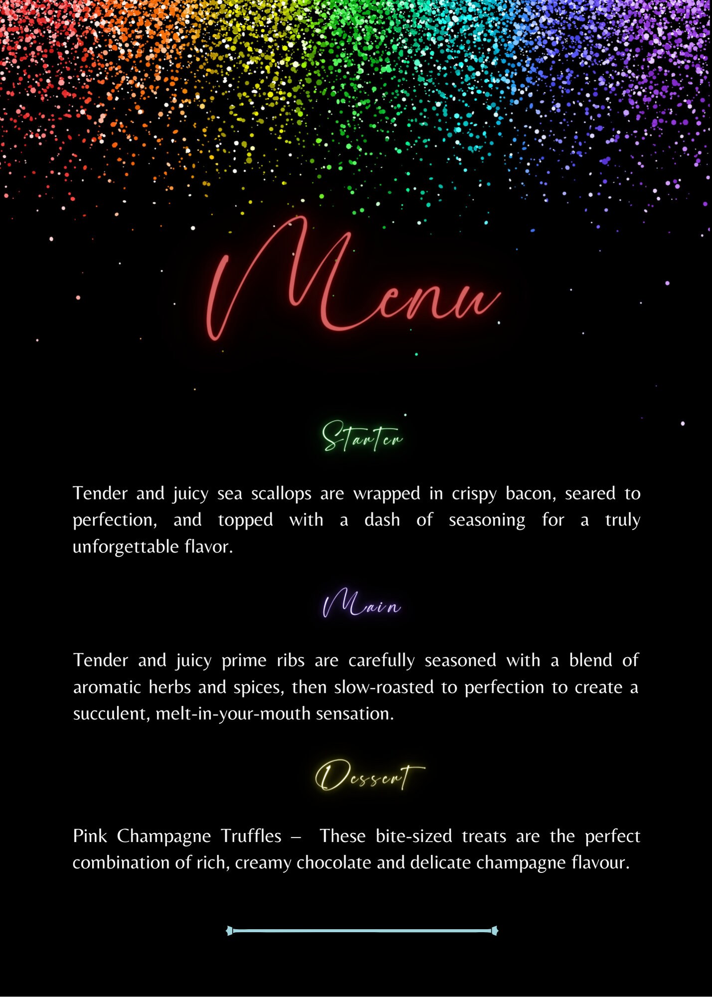 Pride Menu Template Editable Table Menu Printable Digital - Etsy