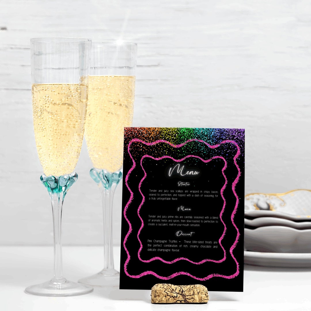 Wavy Border Menu Template Dinner Menu Printable Digital Download Hens ...