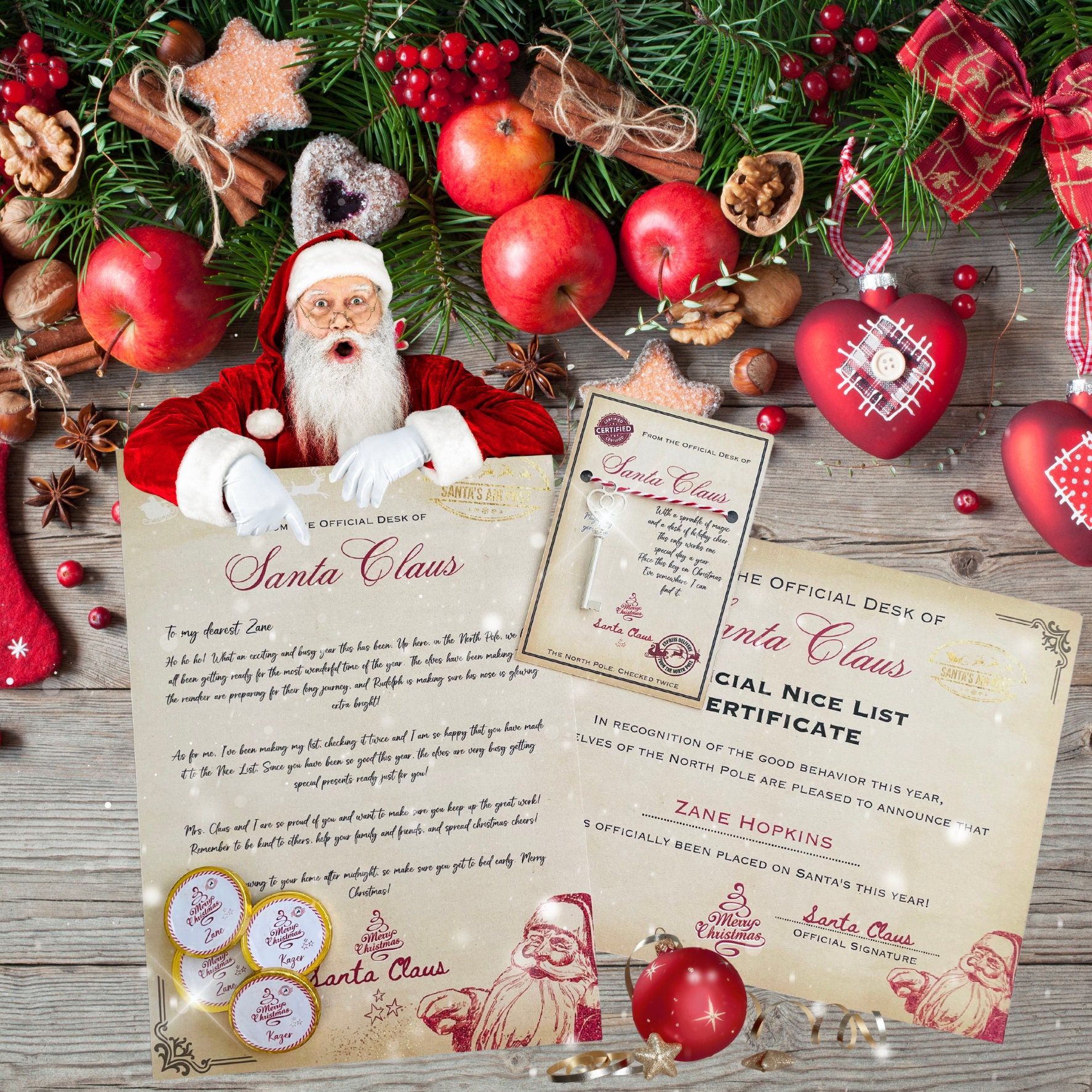 Santa Letter Printable Bundle, Nice List Certificate (instant Digital ...