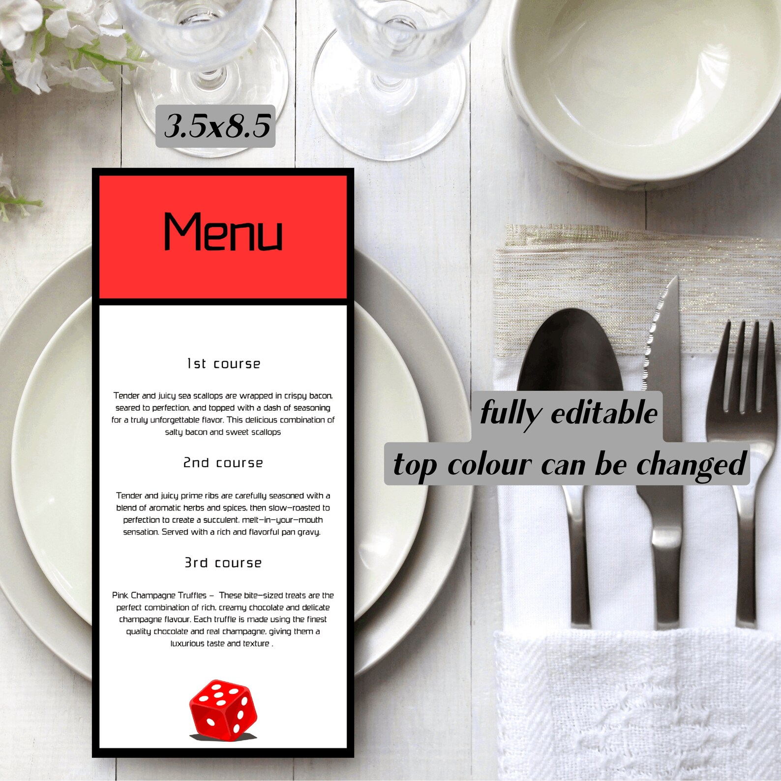 Table Menu Template Printable Card Editable Template Family Games Night ...