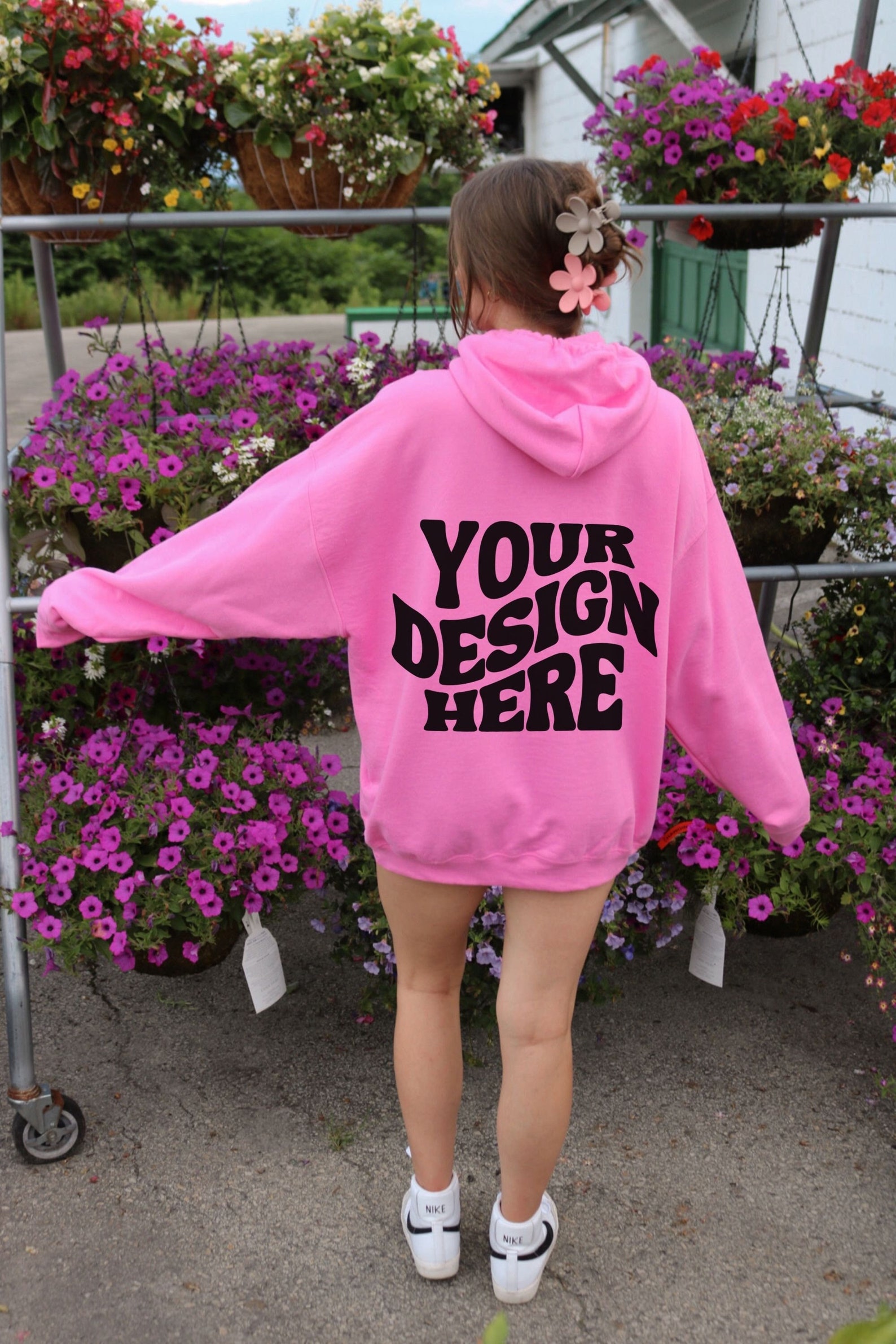 Gildan 18500 Pink Azalea Hoodie Mockup Aesthetic Oversized Hoodie ...