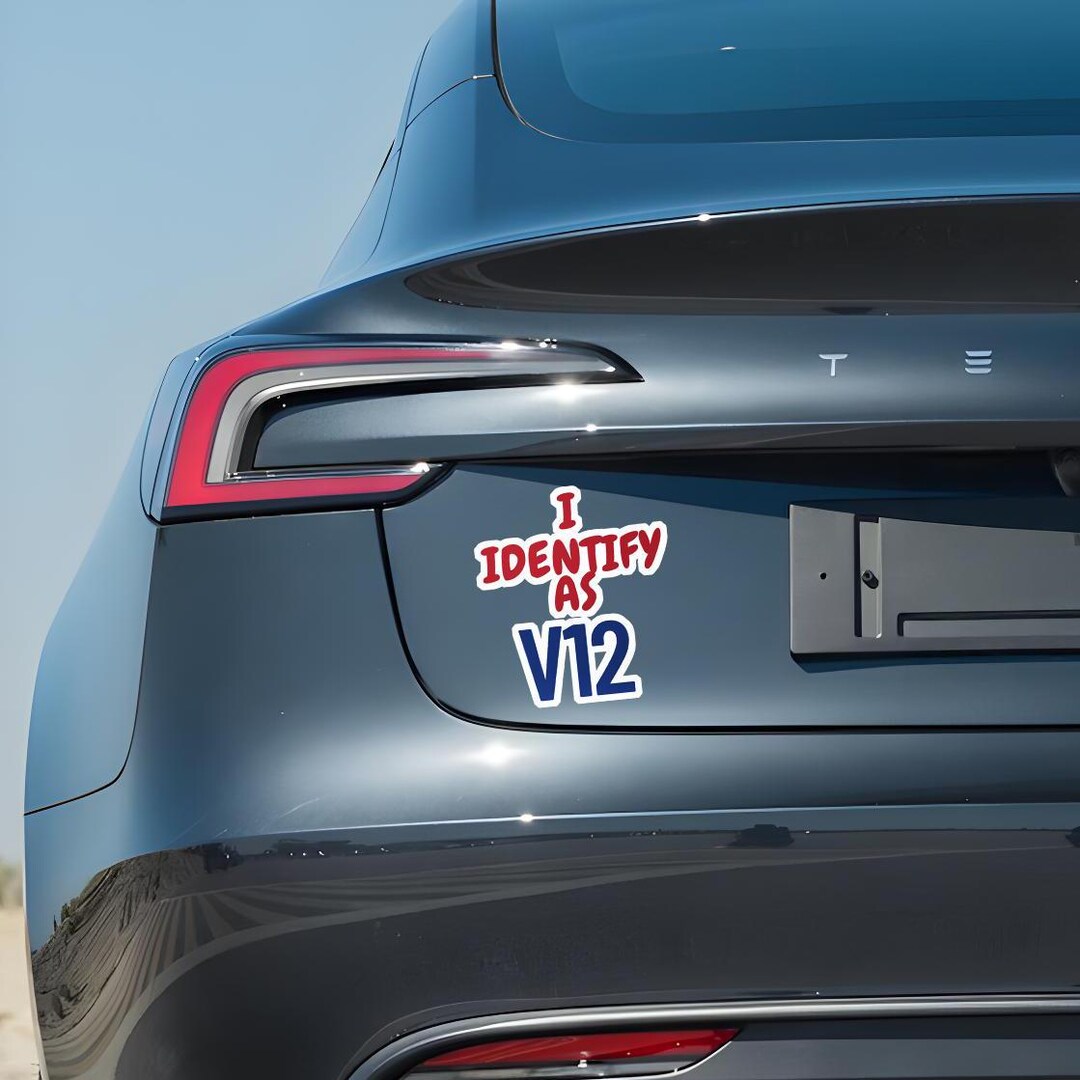 Vinyl Decals, 'I IDENTIFY AS V12' Car Sticker, Electric Car Stiker ...