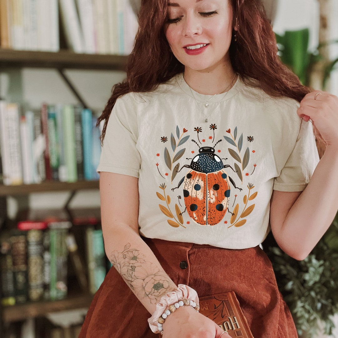 Ladybug Folk Art Tshirt, Lady Bug T-shirt, Bug Lover T Shirt, Nature ...