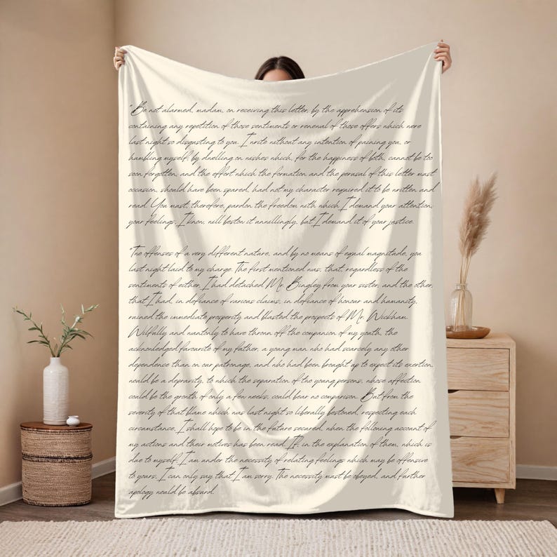 Darcy's Letter to Elizabeth Blanket Pride and Prejudice Bedspread ...