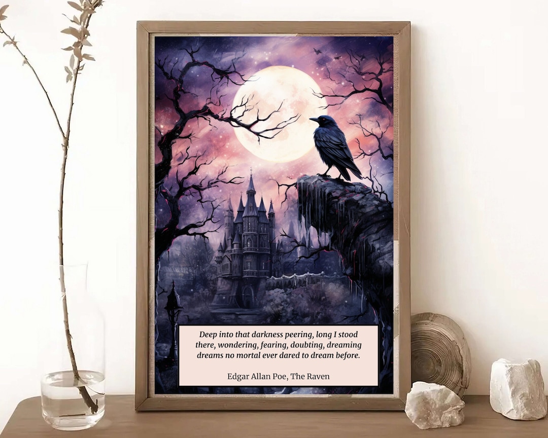 Edgar Allan Poe Decor the Raven Wall Art Dark Academia Decor Print ...
