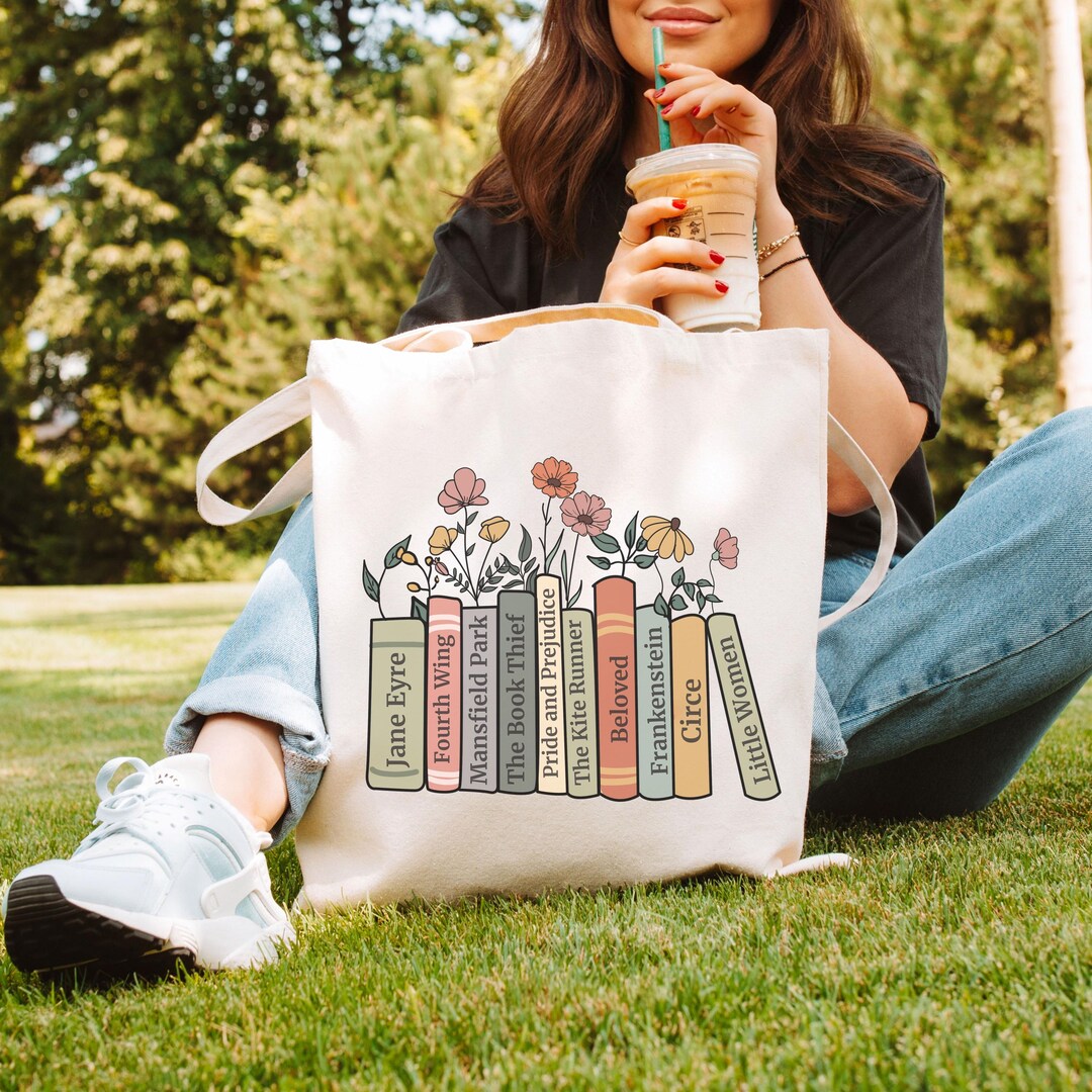 Custom Book Tote Bag, Personalized Bookshelf, Birthday Christmas Gift ...