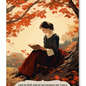 Jane Eyre Art Charlotte Bronte Poster Jane Eyre Print Light Academia ...