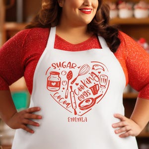 Love Heart Custom Apron, Personalized Apron for Women, Kitchen Apron ...