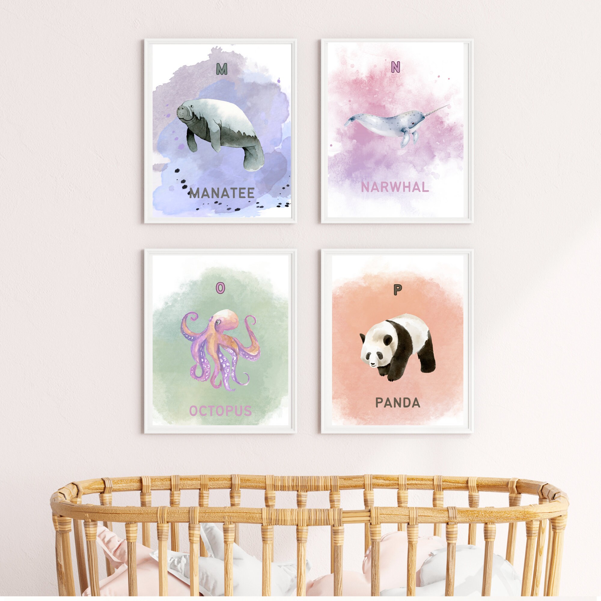 Watercolor Letter Animals Alphabet Prints Digital Prints Wall Art ...
