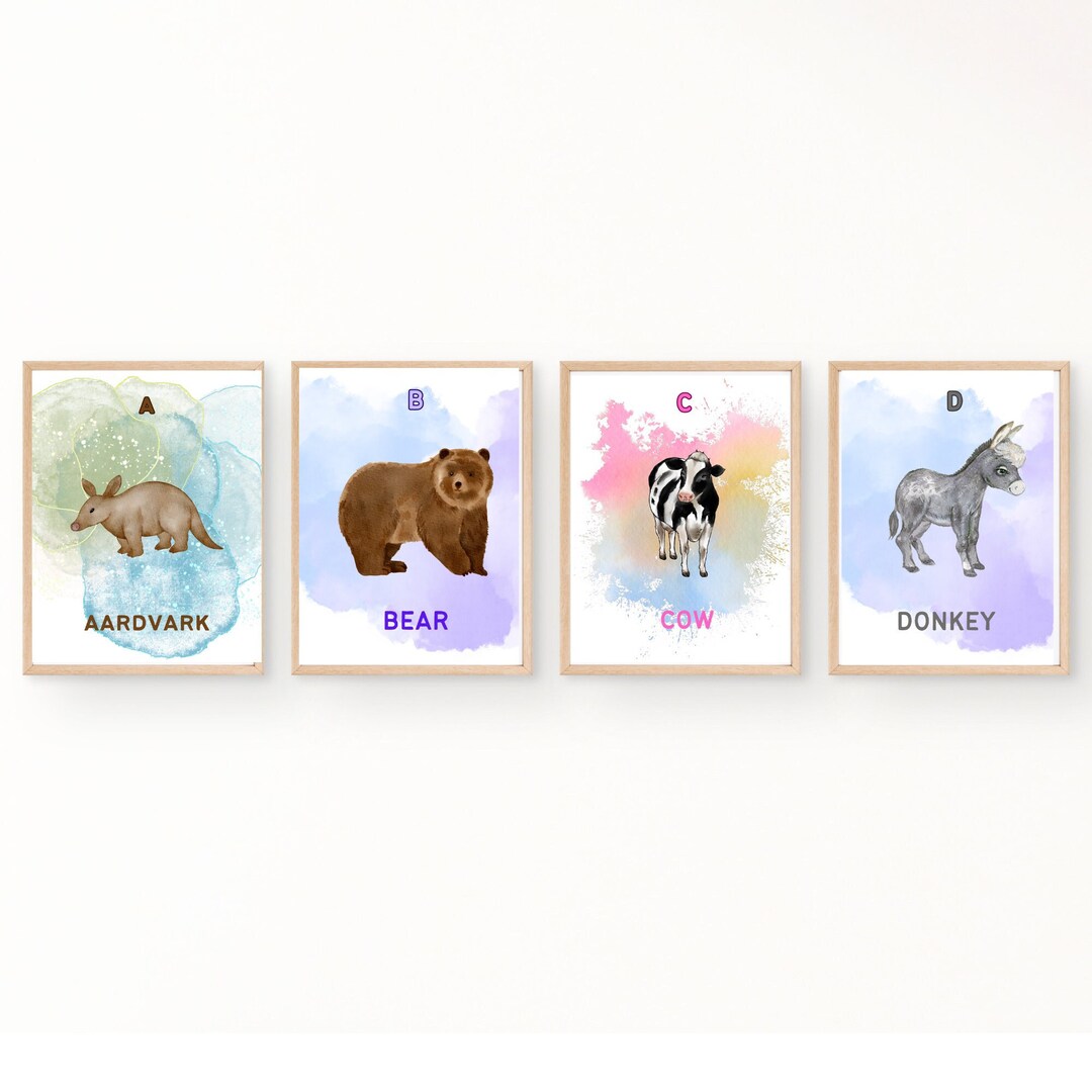 Watercolor Letter Animals Alphabet Prints - Digital Prints Wall Art ...