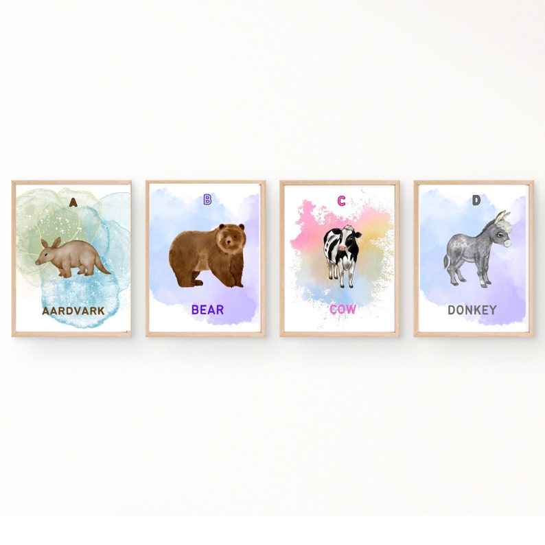 Watercolor Letter Animals Alphabet Prints - Digital Prints Wall Art ...