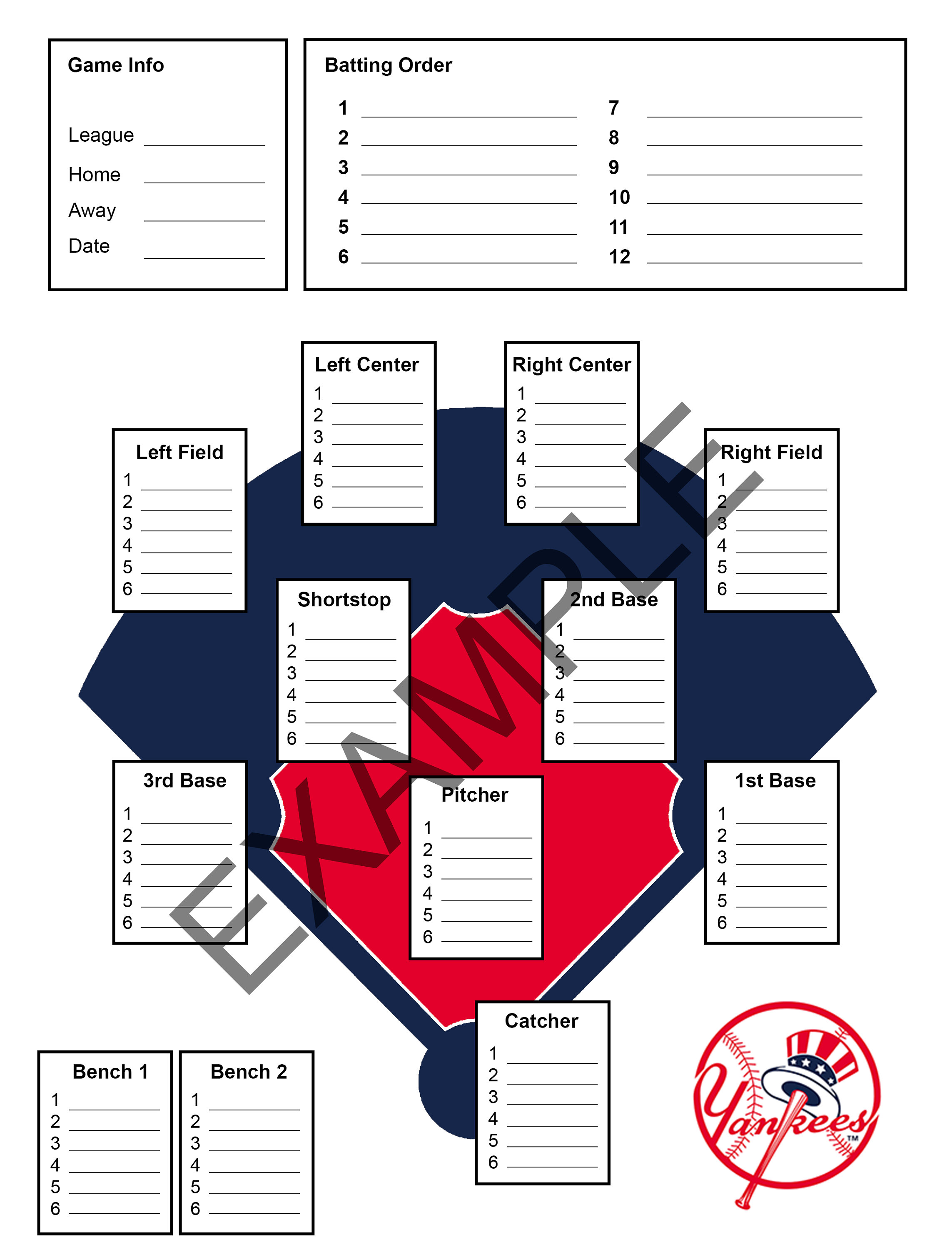 Custom Baseball Lineup Card Fully Customizable - Etsy