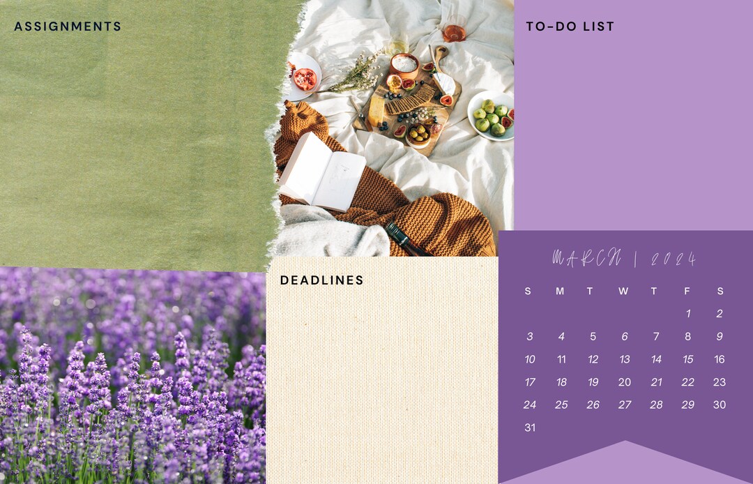 March 2024 Monthly Calendar Bundle Quarter Desktop Wallpaper Collage ...