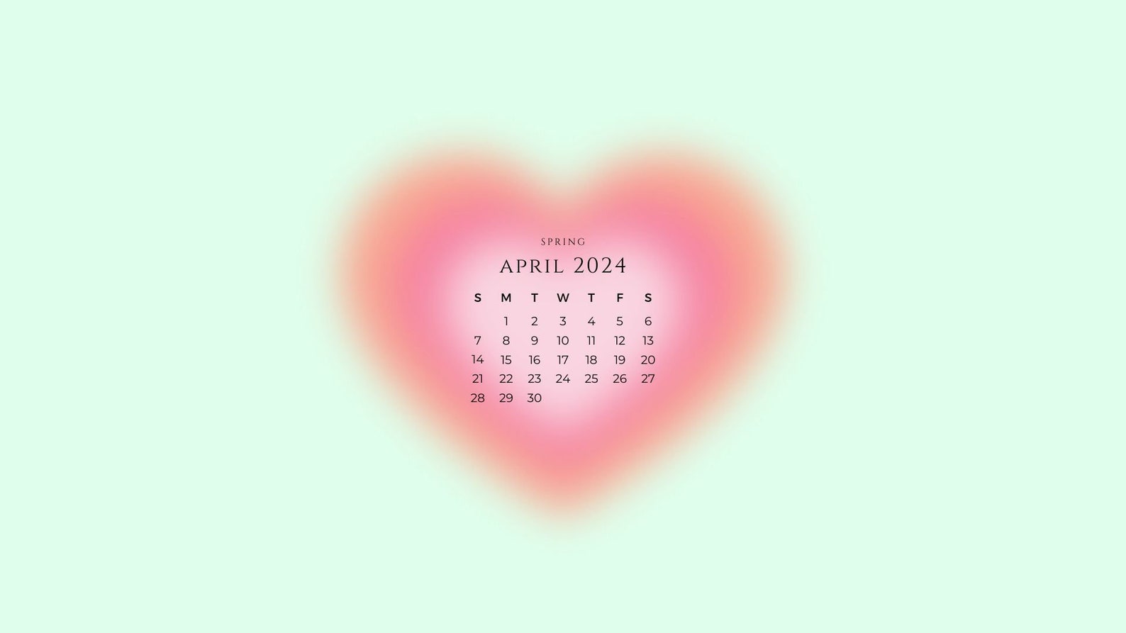 APRIL 2024 Aura Aesthetic Minimalistic Calendar Desktop Wallpaper ...