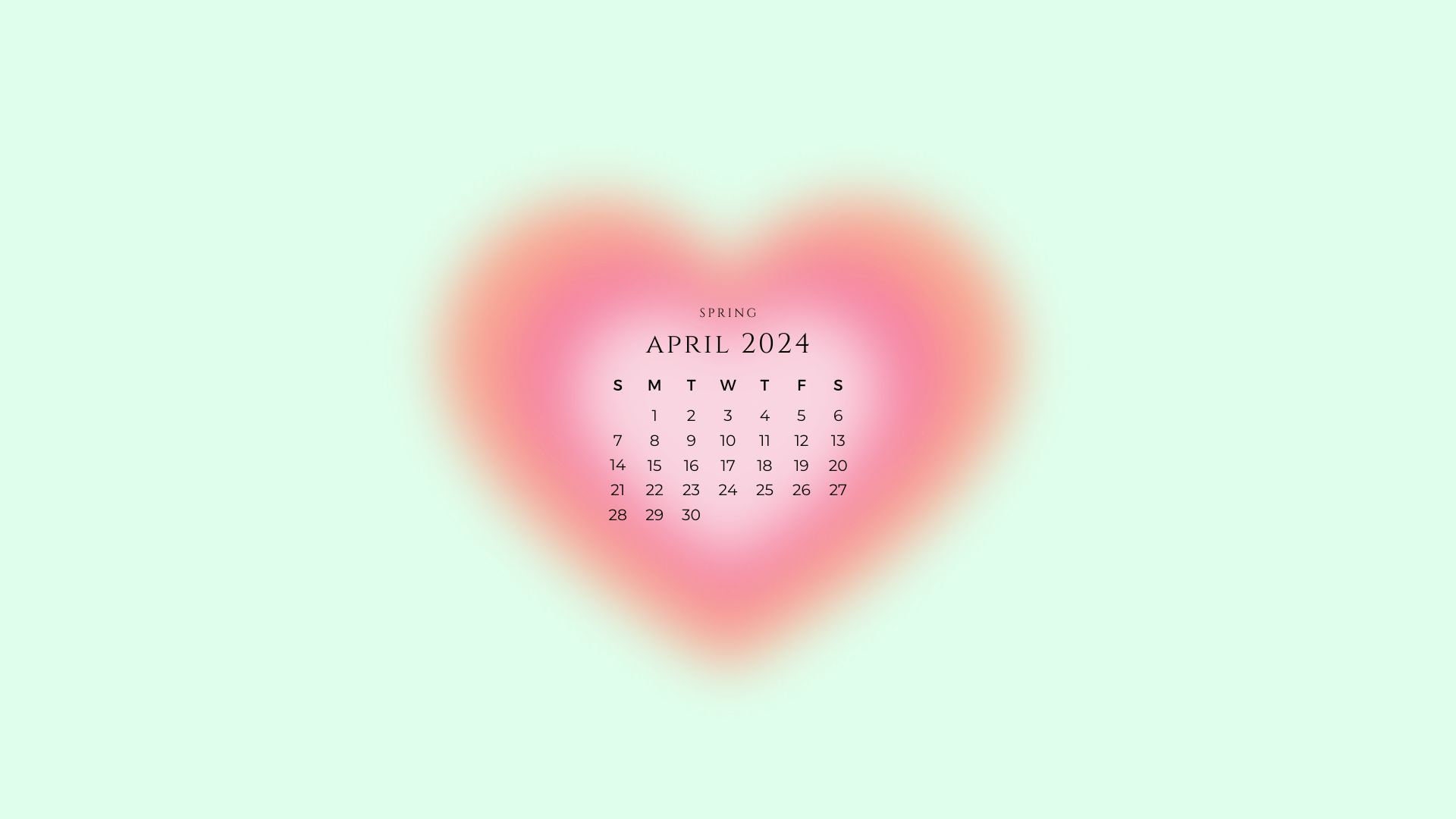 APRIL 2024 Aura Aesthetic Minimalistic Calendar Desktop Wallpaper ...