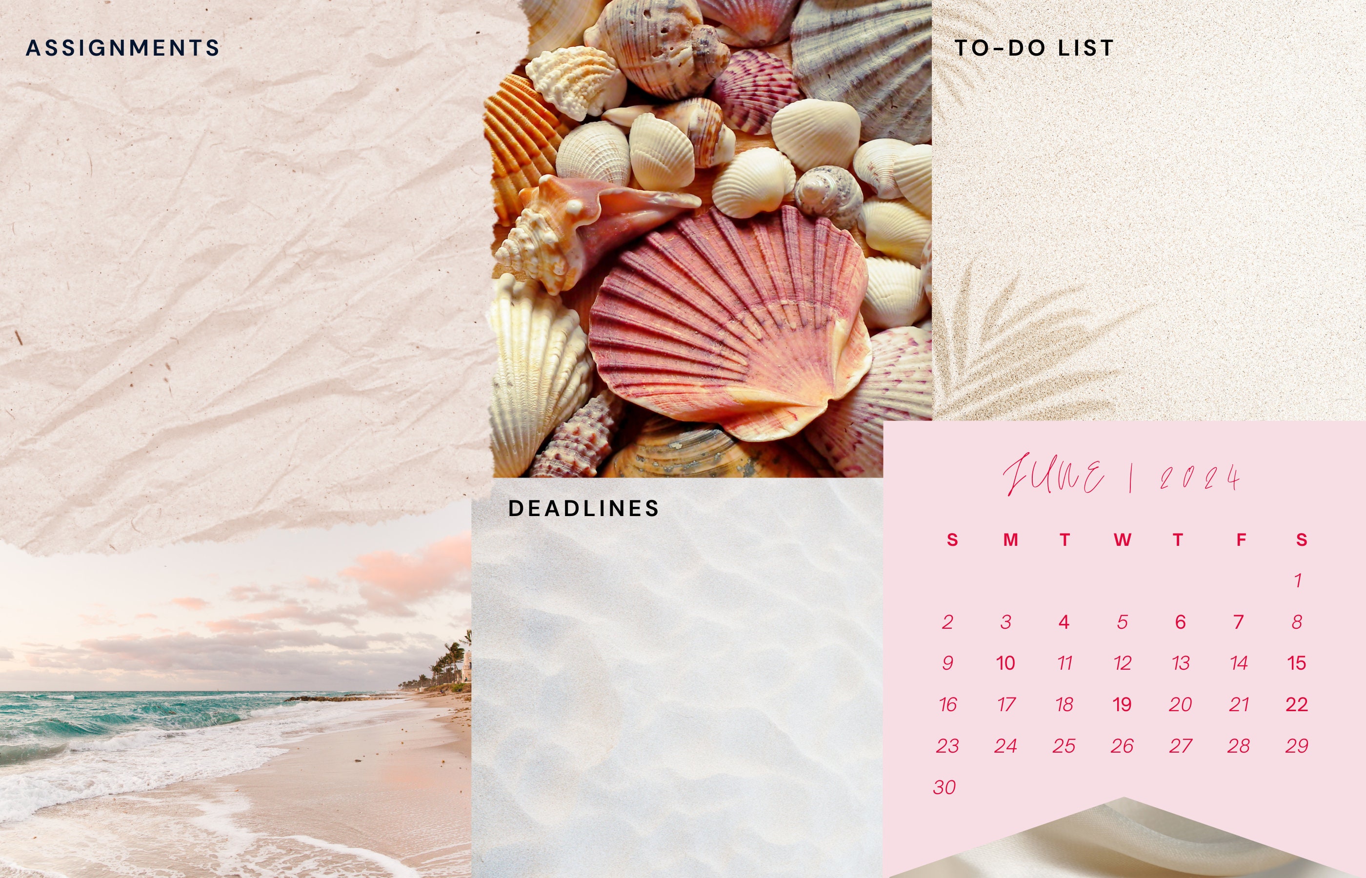 June 2024 Monthly Calendar Bundle Quarter Desktop Wallpaper Collage ...