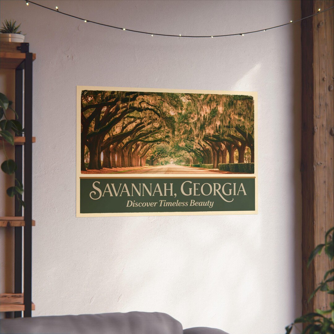 Vintage Savannah Georgia Travel Poster, Matte Horizontal Poster, Wall ...