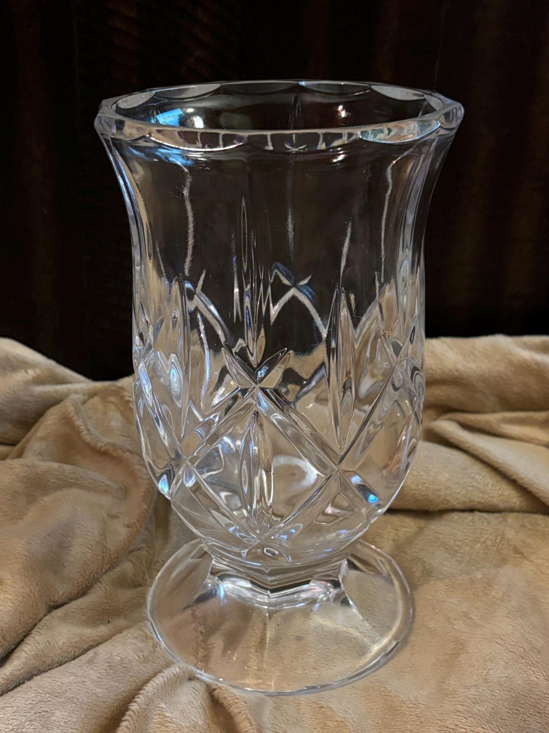 Gorham Lady Anne Crystal Hurricane Vase Crystal Heavy Candle Holder ...