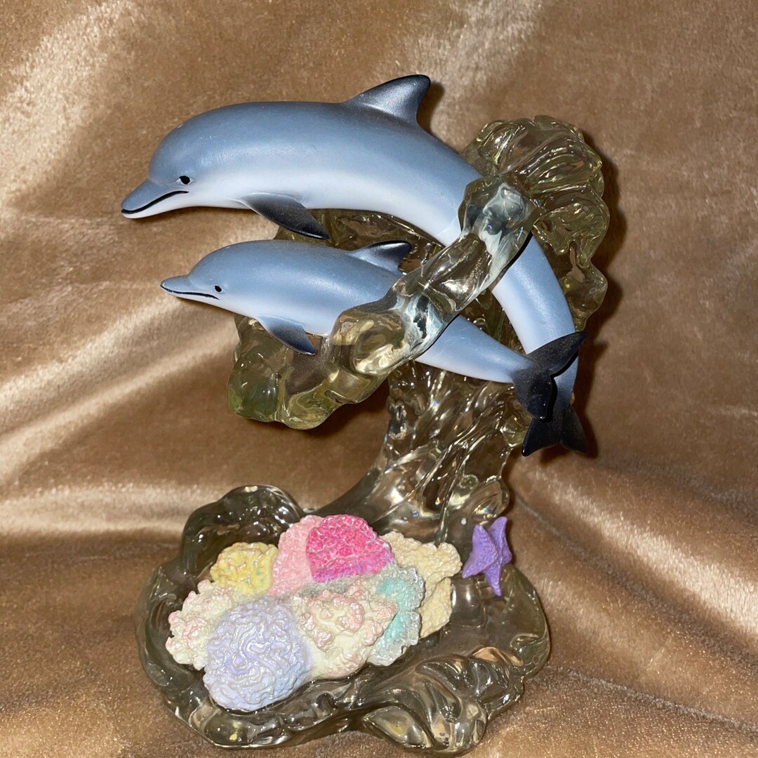 Lenox 2001 Resin & Acrylic Dolphin and Coral Sculpture Water Wave 7” - Etsy