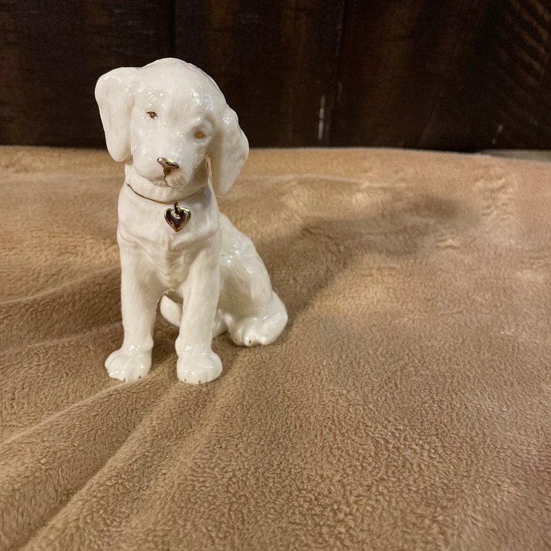 Lenox Labrador Porcelain Dog Figurine Sitting With Gold Heart Collar ...