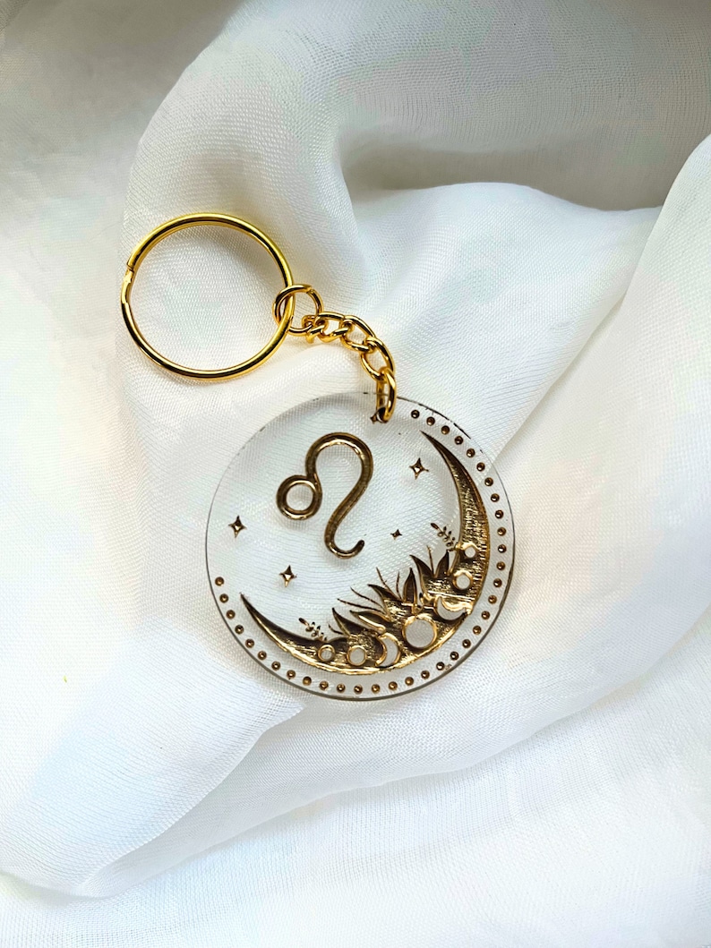 Zodiac Keychain, Astrology, Gold, Boho, Pendant, Capricorn Aquarius ...