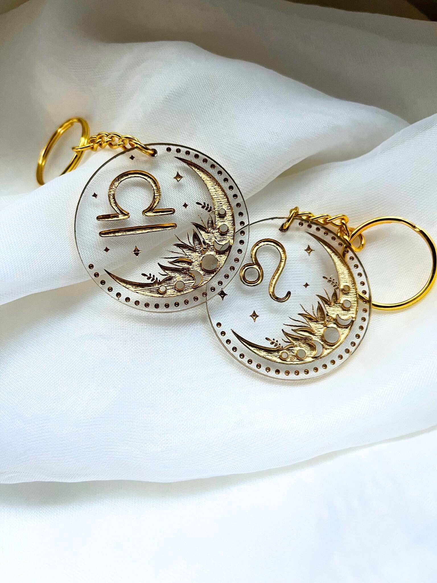 Zodiac Keychain, Astrology, Gold, Boho, Pendant, Capricorn Aquarius ...