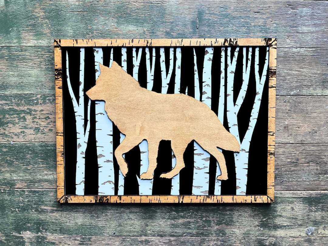 Birch Woodland Animal Layered Art, Silhouette Animal Art, Rustic Animal ...