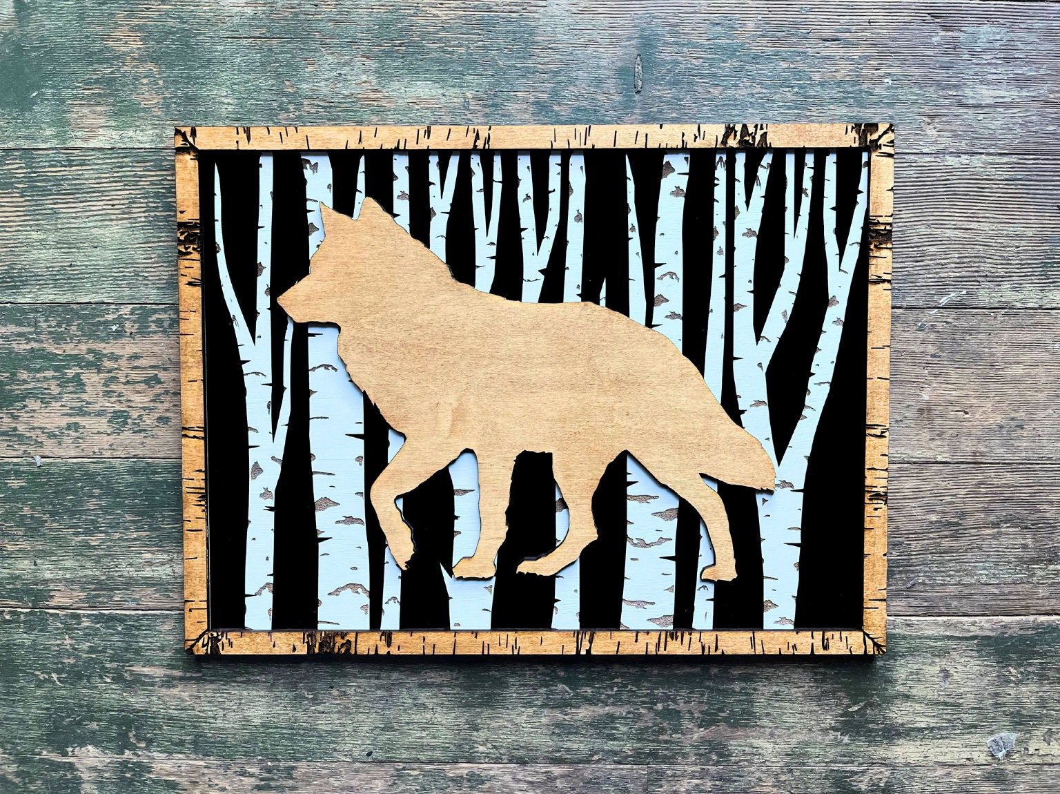 Birch Woodland Animal Layered Art, Silhouette Animal Art, Rustic Animal ...